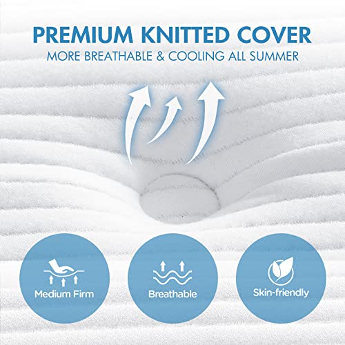 Twin XL Size Mattress, Lechepus 12 Inch Cooling Gel Memory Foam Hybrid Mattress with Pocket Innersring, Medium Firm Pillow Top Mattress for Supportive & Pressure Relief