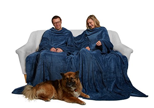Slanket The Ultimate Siamese Fleece Blanket with Sleeves for 2 People (4 Sleeves) - Lightweight, Warm & Super Soft Blanket for Lounging & Ultimate Comfort - Giant Blanket 120" x 80"