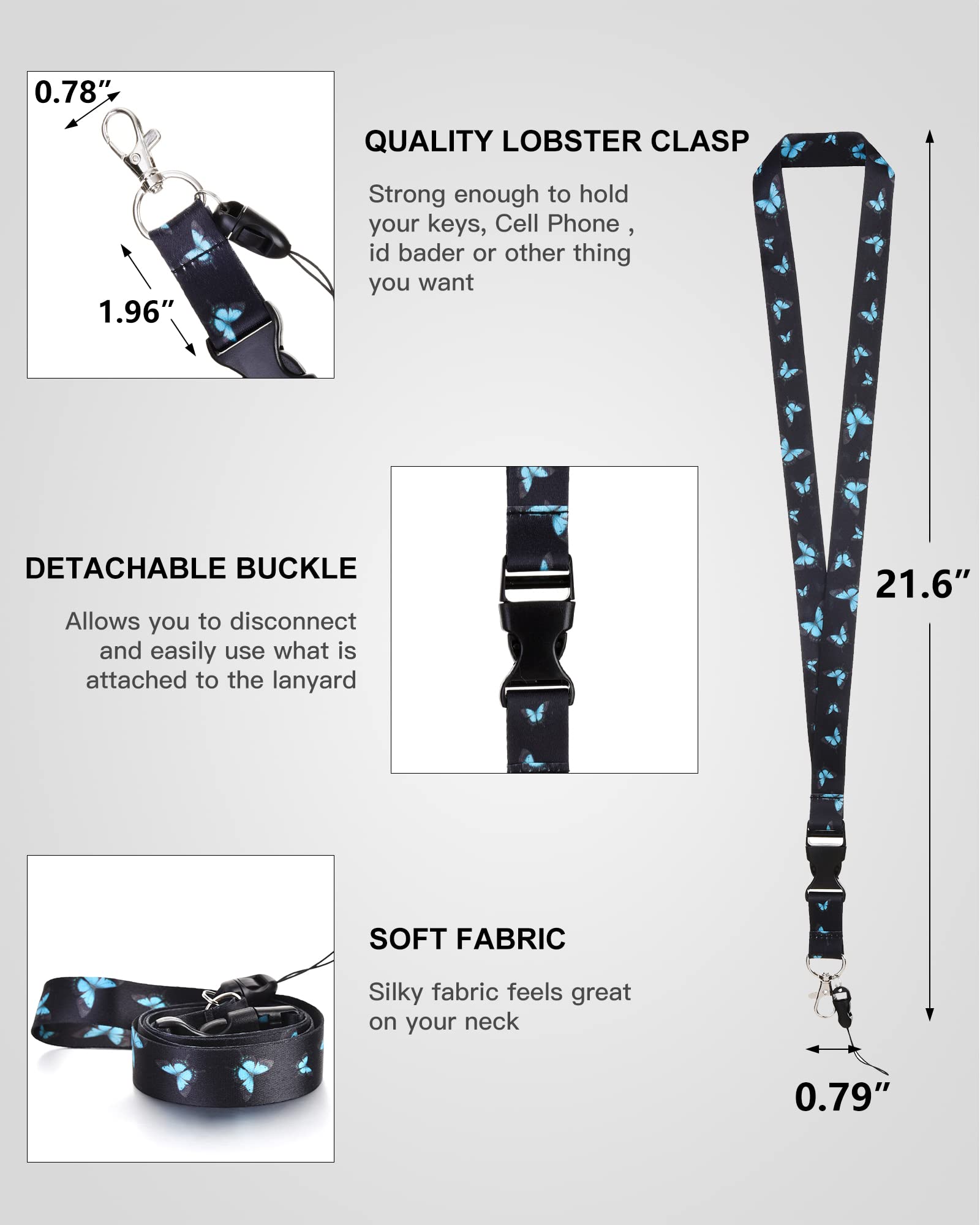 BGHSE Personalized Vertical ID Badge Holder with Lanyard - Fashionable ID Card Holders with Detachable Neck Lanyards - Soft Fiber,Metal Clip,Sturdy Buckle for Key,Wallet