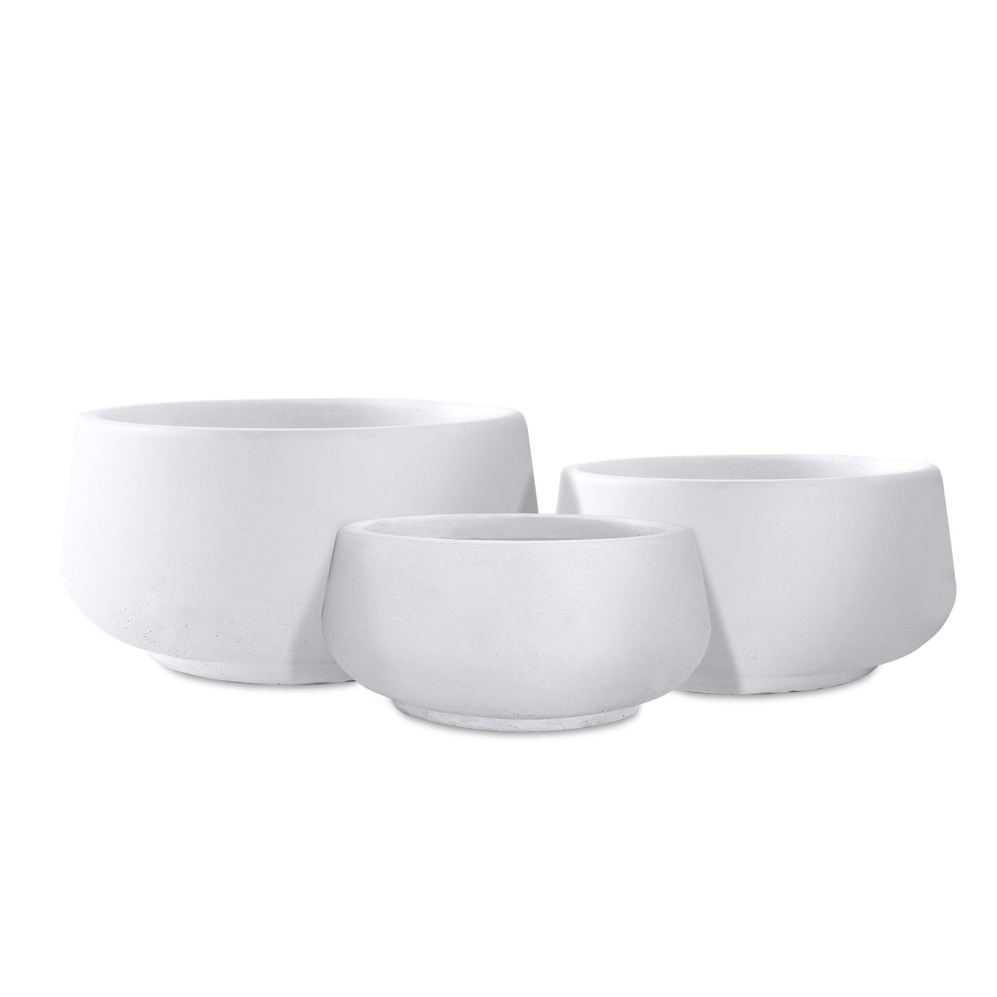 Kante 21.6",16.9",and 12.5" Dia Round Pure White Elegant Planters (Set of 3), Outdoor Indoor Garden Plant Pot with Drainage Hole and Rubber Plug for Home & Patio