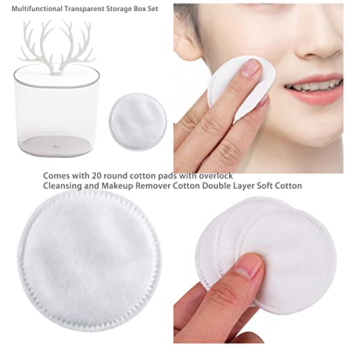 1 piece cotton round 20,Qtip Holder Dispenser for Cotton Ball, Cotton Swab, Cotton Round Pads, Clear Plastic Apothecary Jar Set for Bathroom Canister Storage Organization, Makeup Organizer(White)