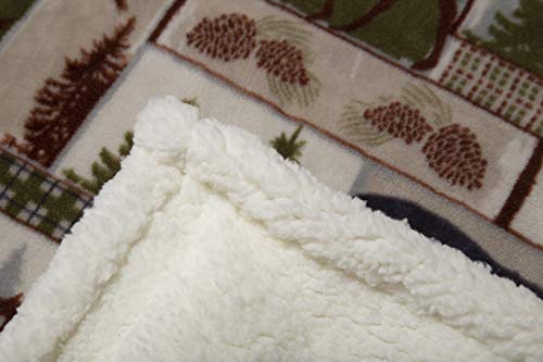 Carstens Vintage Lodge Rustic Cabin Sherpa Throw Blanket 54" x 68", White