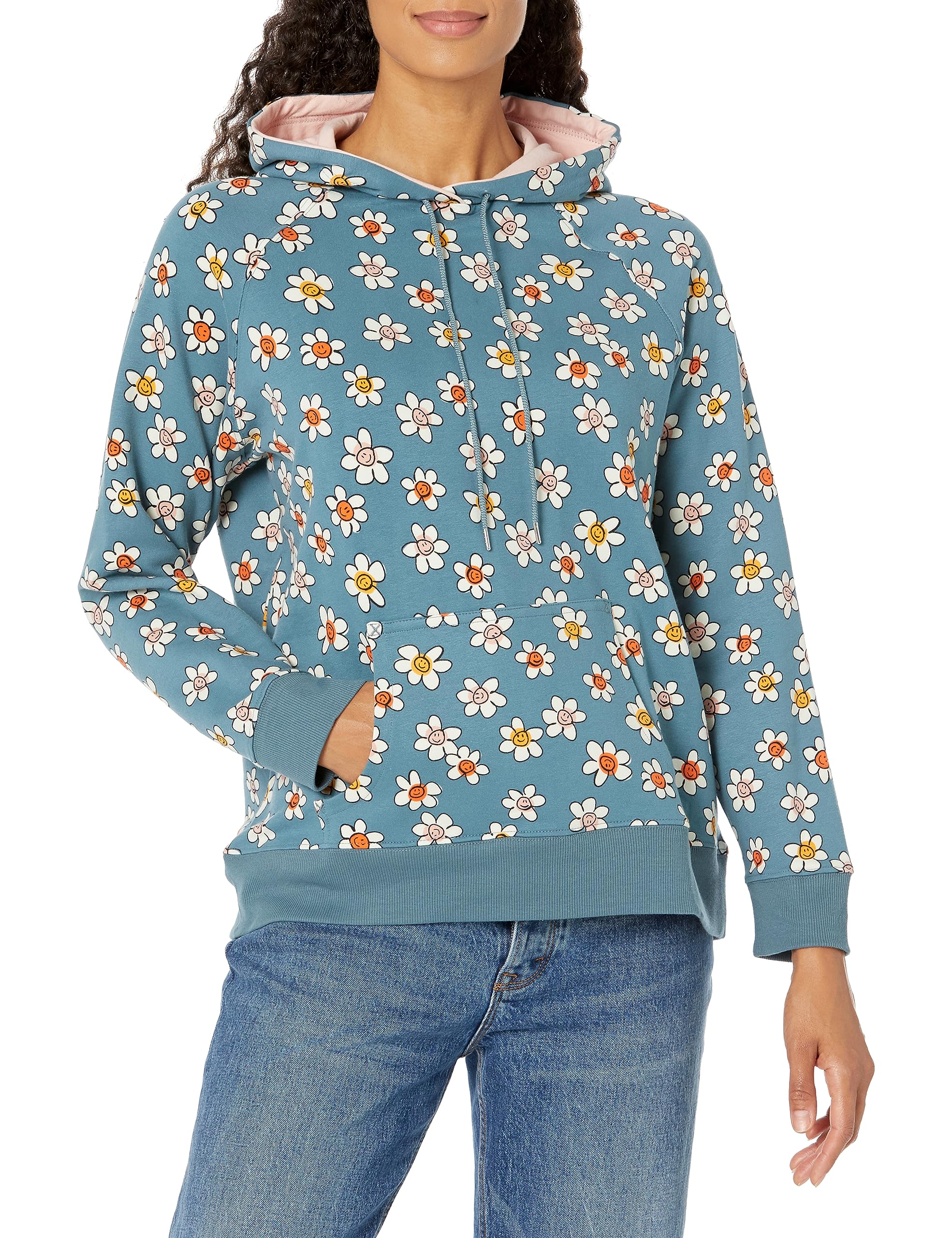 Vera Bradley Women's French Terry Pullover Hoodie With Pocket (Extended Size Range), Prairie Paisley Daisy, Small