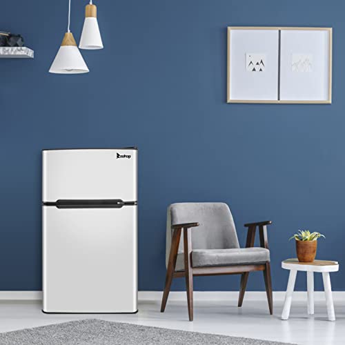 2-Door Design Refrigerator|Compact Fridge Includes A Freezer And A Refrigeration Compartment|Quiet Small Refrigerator For Office Dorm Or Apartment