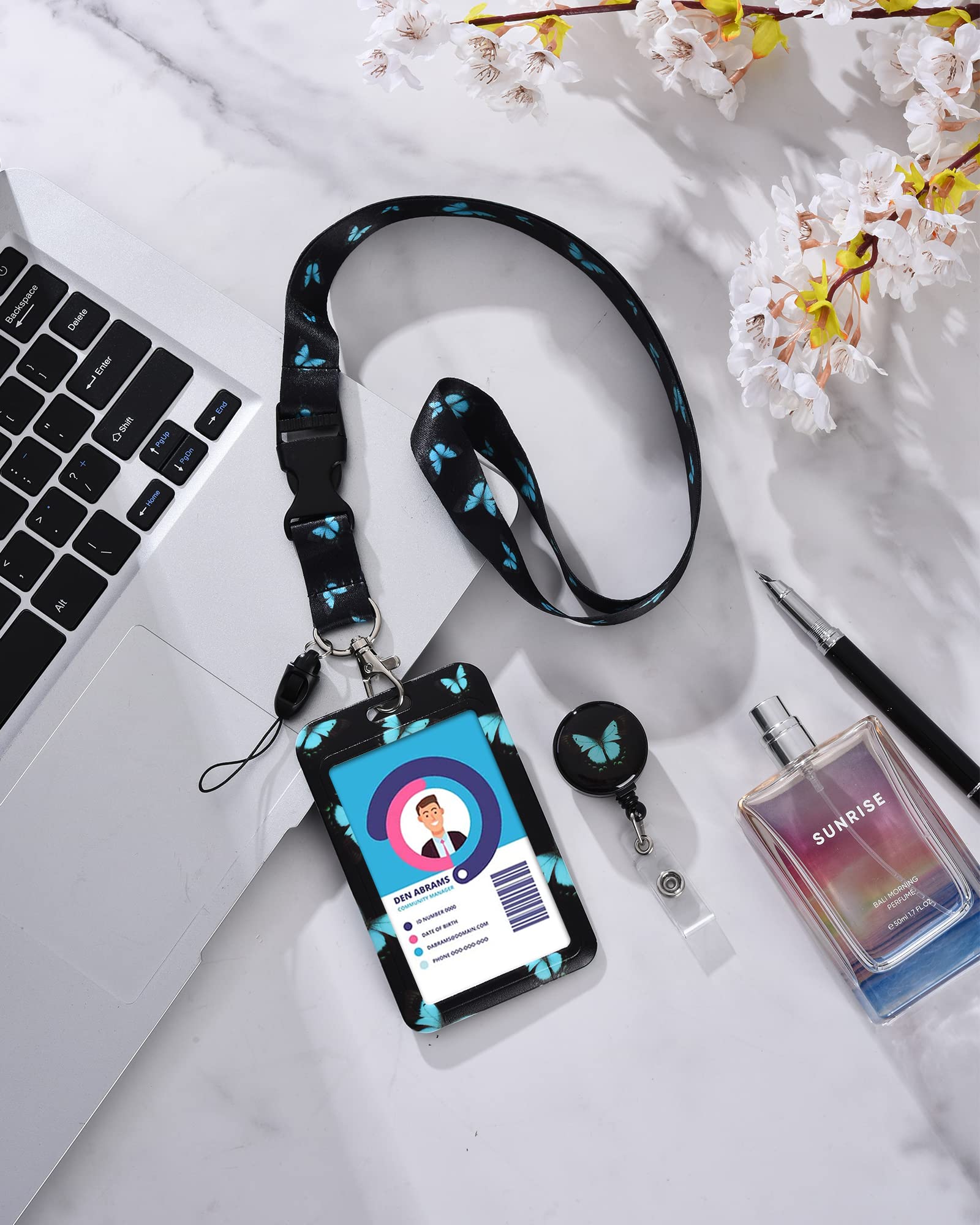 BGHSE Personalized Vertical ID Badge Holder with Lanyard - Fashionable ID Card Holders with Detachable Neck Lanyards - Soft Fiber,Metal Clip,Sturdy Buckle for Key,Wallet