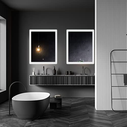 Wemin Smart Home Surface 24x30 Inch LED Mirror Medicine Cabinet with Adjustable Color Temp, LED Lighted Medicine Cabinet w/Defogger, Light Color Dimmer(2700-6500K), Outlets & USB (24x30)