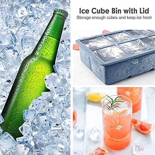Excnorm Ice Cube Trays 3 Pack - Large Size Silicone Ice Cube Molds with Removable Lids Reusable and BPA Free for Whiskey, Cocktail, Stackable Flexible Safe Ice