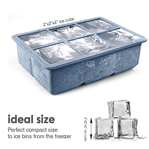 Excnorm Ice Cube Trays 3 Pack - Large Size Silicone Ice Cube Molds with Removable Lids Reusable and BPA Free for Whiskey, Cocktail, Stackable Flexible Safe Ice