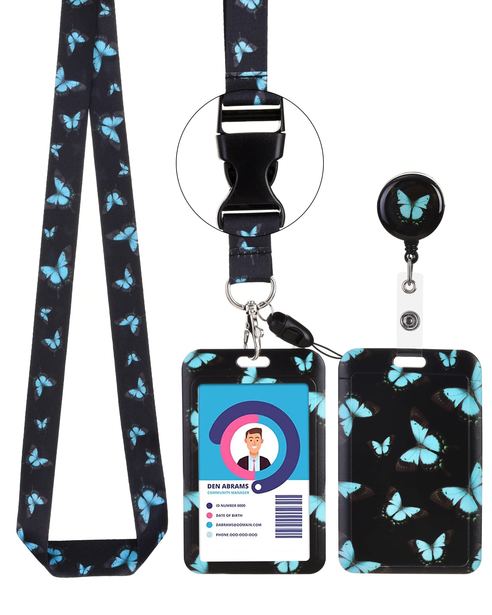 BGHSE Personalized Vertical ID Badge Holder with Lanyard - Fashionable ID Card Holders with Detachable Neck Lanyards - Soft Fiber,Metal Clip,Sturdy Buckle for Key,Wallet