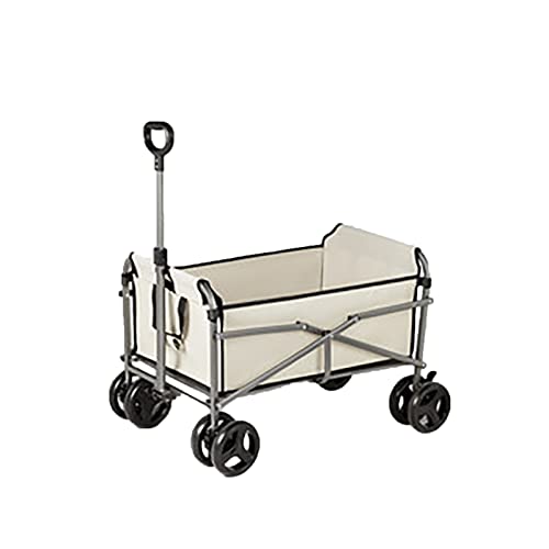 TNN Folding Beach Wagon Cart for Grocery,Collapsible Enlarged Capacity Portable Utility Garden Cart for Outdoor Sand Camping, Heavy Duty Wagon with Big Wheels Black Blue Red White (Color : White)