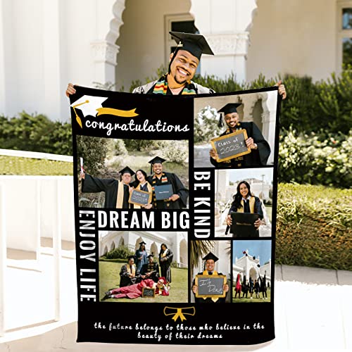 Personalized Graduation Blanket 2023, Customized Graduation Gifts for Her Him, Custom Name Photos Picture Throw Blankets, College, High School Graduation Gift for Daughter Son Niece Friends, 40"x30"