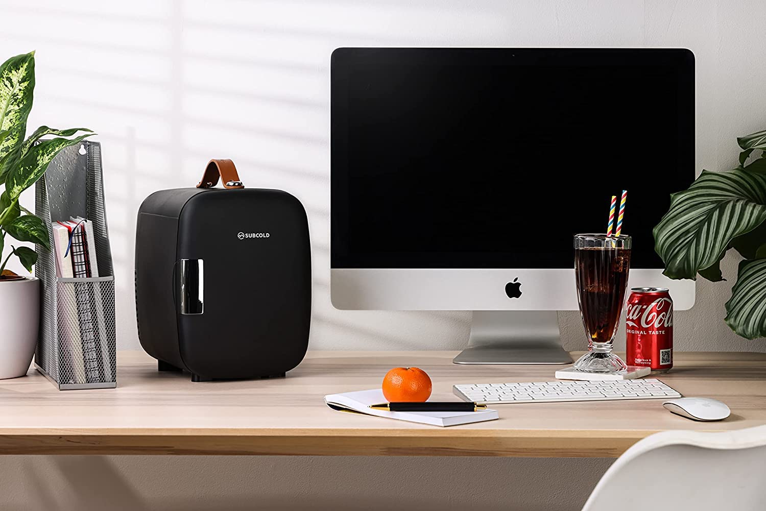 Subcold Pro4 Luxury Mini Fridge Cooler 4 Litre / 6 Cans AC & Exclusive USB ECO Power Option | Portable Small Refrigerator For The Office, Bedroom, Car, Travel, Skincare & Cosmetic (Black)