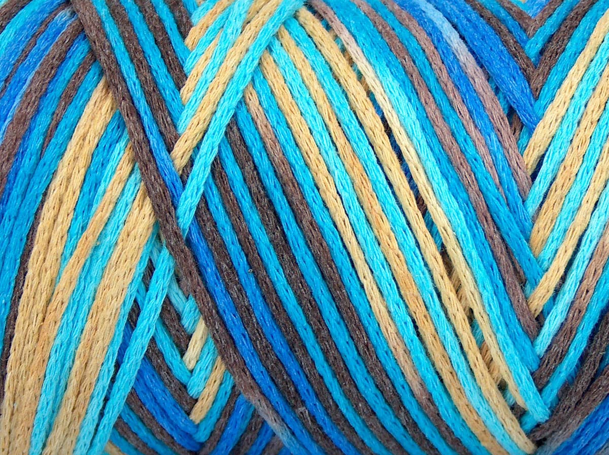250 gr ICE YARNS Macrame Cotton Print (80% Cotton) Yarn Blue Shades Brown Shades Cream
