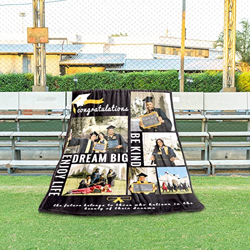 Personalized Graduation Blanket 2023, Customized Graduation Gifts for Her Him, Custom Name Photos Picture Throw Blankets, College, High School Graduation Gift for Daughter Son Niece Friends, 40"x30"