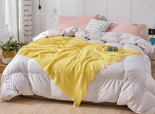 ALPHA HOME Cable Knit Throw Blanket Acrylic Cozy Snuggle TV Bed Sofa Throw for Adults and Kids,50''×60",Gold