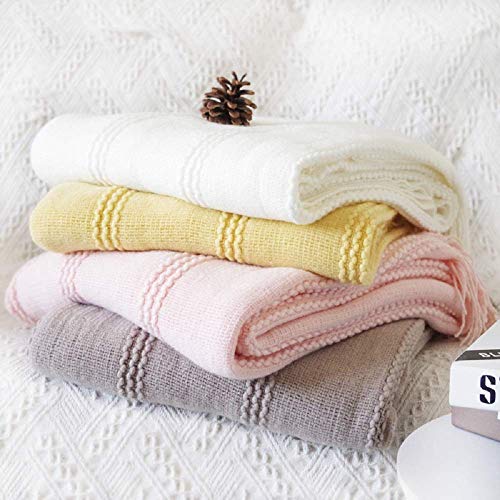ALPHA HOME Cable Knit Throw Blanket Acrylic Cozy Snuggle TV Bed Sofa Throw for Adults and Kids,50''×60",Gold