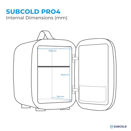 Subcold Pro4 Luxury Mini Fridge Cooler 4 Litre / 6 Cans AC & Exclusive USB ECO Power Option | Portable Small Refrigerator For The Office, Bedroom, Car, Travel, Skincare & Cosmetic (Black)