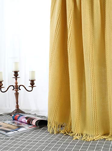 ALPHA HOME Cable Knit Throw Blanket Acrylic Cozy Snuggle TV Bed Sofa Throw for Adults and Kids,50''×60",Gold