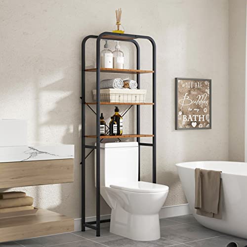 SogesHome 4-Tier Over The Toilet Storage, 68’’ Tall Bathroom Organizer Storage Shelf, Space-Saving Bathroom Shelf Over Washer, Wood Shelves for Small Rooms, Vintage Brown