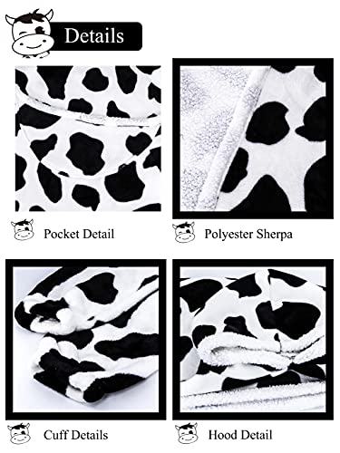 IamaCos Wearable Blanket Hoodie Cow Spot, Oversized Pullovers Sherpa Blanket Sweatshirt, Warm Cozy Throw Blanket, Thick TV Blanket for Women Men, Sofa Napping Working Camping Trip, One Size Fits All