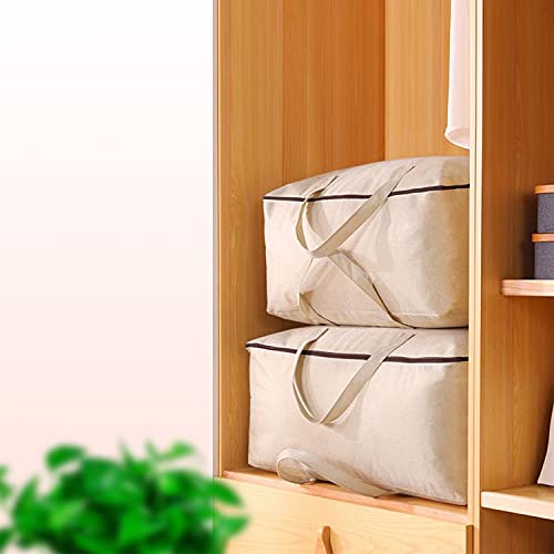 iwill CREATE PRO 100% Cotton Soft Storage Bag, Breathable, Good for Clothes, Bedding Set Organizer, Pack of 2, Light Gray