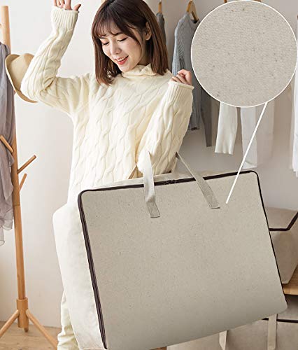iwill CREATE PRO 100% Cotton Soft Storage Bag, Breathable, Good for Clothes, Bedding Set Organizer, Pack of 2, Light Gray