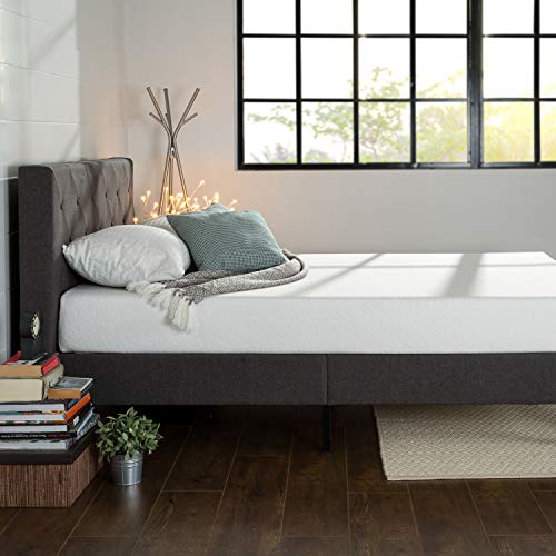 Zinus 8 Inch Foam and Spring Mattress, Queen & Shalini Upholstered Platform Bed Frame/Mattress Foundation/Wood Slat Support/No Box Spring Needed/Easy Assembly, Dark Grey, Queen
