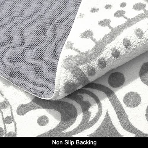 HEBE Boho Round Rugs 5.2Ft Washable Non Slip Round Area Rug Throw Soft Cute Round Nursery Rug Soft Fluffy Bathroom Rug Circle Rug for Bedroom Dorm Kids Room Nursery