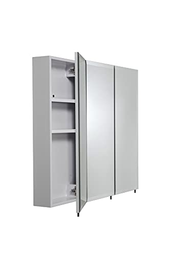 Croydex Texoma Tri-View, Surface Mount Medicine Cabinet, 36W x 30H, White Steel