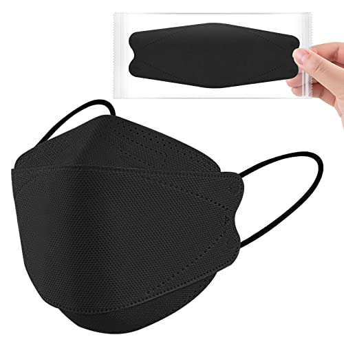XDX 100 Pack Black Disposable Face Masks, 4 Layers Black Masks Individually Wrapped for Women and Men, Breathable and Comfortable Adult Masks – for Office, Outdoor, Daily Use