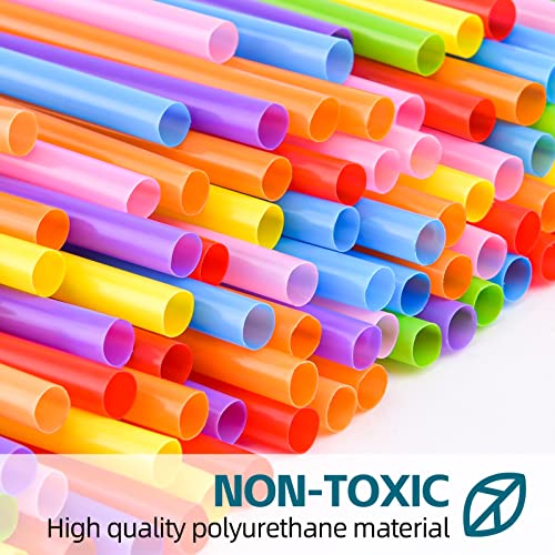 100PCS Flexible Plastic Straws, Colorful Disposable Bendy Party Fancy Straws13inch Extra Long Straws Party Decorations