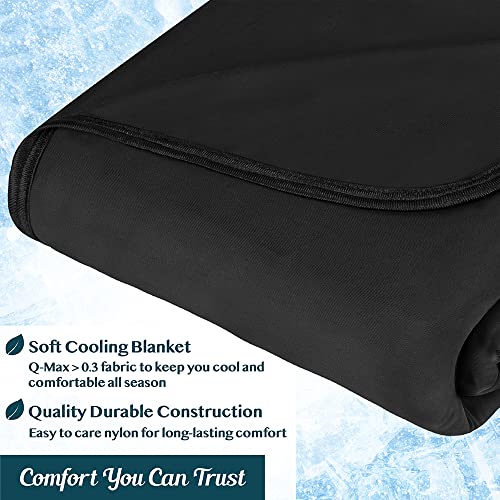 PAVILIA Cooling Blanket Throw for Hot Sleepers, Lightweight Summer Cooling Blanket for Couch Sofa Bed Nap, Absorbs Body Heat to Keep Cool Cold Effect Breathable Comfortable - Black 50x60