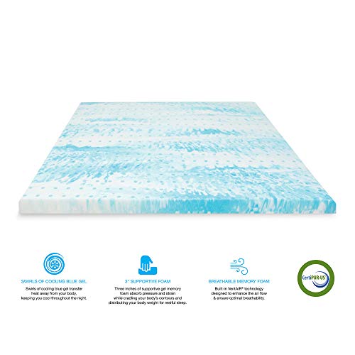 BioPEDIC 3" Gel Swirl Memory Foam Mattress Topper, Full