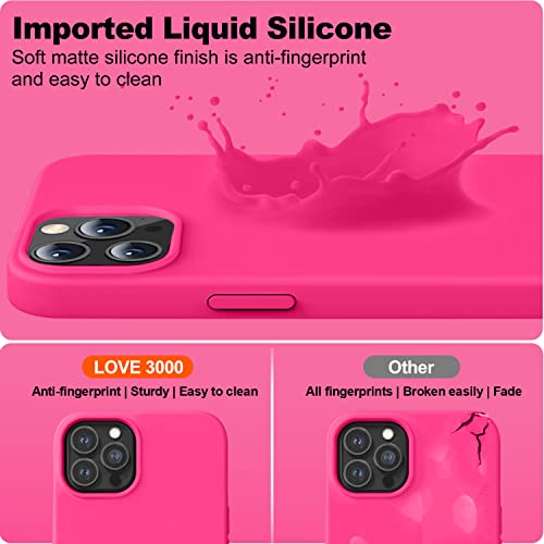 LOVE 3000 Designed for iPhone 13 Pro Max Case, Silicone-Shockproof-Protective Phone Case for iPhone 13 Pro Max 6.7 inch, Hot Pink