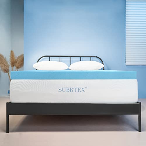 subrtex 2 Inch Twin XL Mattress Topper, Gel-Infused Memory Foam Cooling Bed Topper, Ventilated Design for Pressure Relieving, CertiPUR-US Certified (2 Inch, Twin XL)