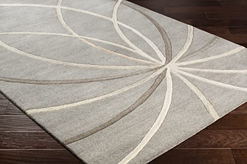 Mark&Day Wool Rugs, 8x10 Falher Modern Medium Gray Area Rug, Grey Cream Carpet for Living Room, Bedroom or Kitchen (7'6" x 9'6")