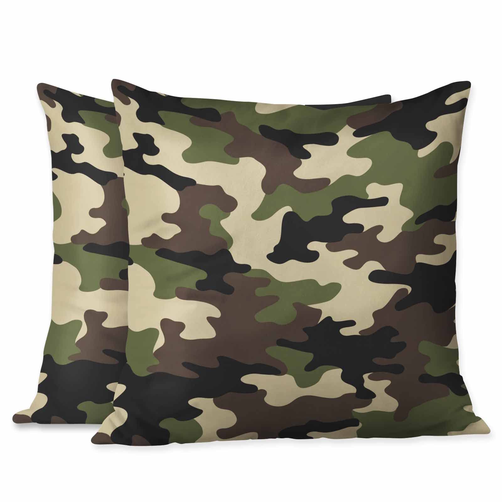 Beabes Pillow Cases Fashion Black Brown Green Camo Seamless Pattern Pack of 2,Decorative Throw Pillow Covers for Couch Bedroom Living for Girl Boy 18X18 Inch
