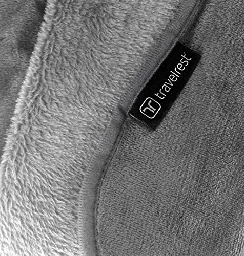 TRAVELREST 4-in-1 Travel Blanket - Ultra Plush and Soft Poncho Style Blanket – Includes Built-in Carry Case, Stuff Sack and Zippered Pocket – Ideal Airplane Blanket Weighing Just 20 Ounces.