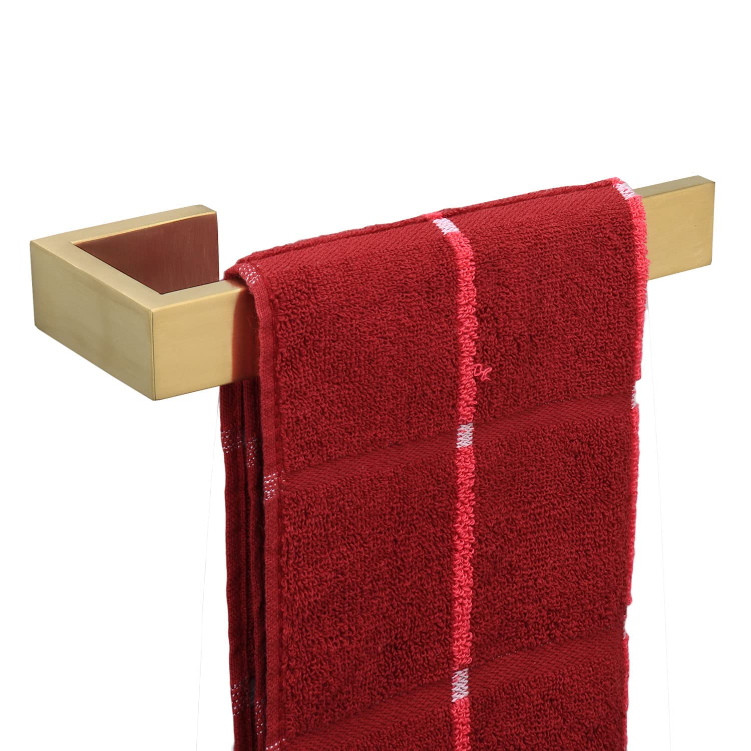 TocTen Hand Towel Holder/Towel Ring - Thicken SUS304 Stainless Steel Bathroom Hand Towel Hanger, 9 Inch Heavy Duty Wall Mounted Towel Rack, Square Hand Towel Bar for Bathroom Hardware (Gold, 9 in)