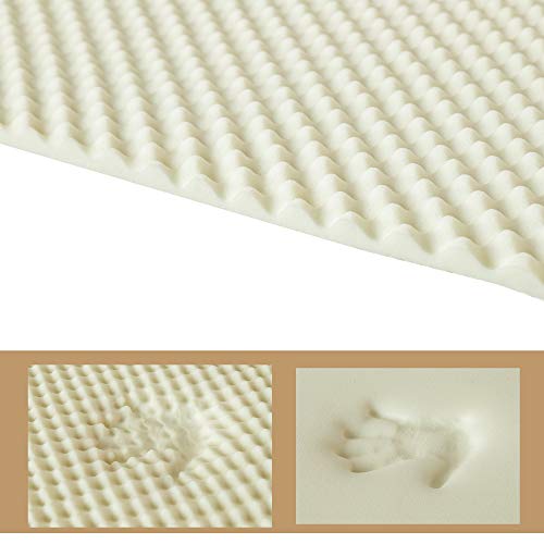 Nutan 2-Inch High Density Convoluted Egg Shell Breathable Memory Foam Topper,Adds Comfort to Mattress, Twin, White