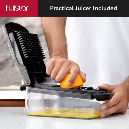 Fullstar Vegetable Chopper - Spiralizer Vegetable Slicer - Onion Chopper with Container - Pro Food Chopper - Black Slicer Dicer Cutter - 7 Blades