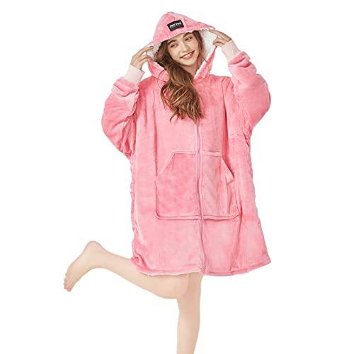 JOYWOO Wearable Blanket Hoodie, Oversized Hoodie Sweatshirt Blanket for Adults Women Men, Gift, Cozy and Fuzzy Sherpa Hoodie Blanket with Zipper and Giant Pocket