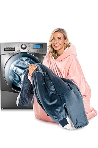 VAZABEL® Oversized Microfiber Wearable Blanket, Multifunctional Blanket Hoodie, Gift wrap, Christmas Gift, One Size Fits All (Blue)