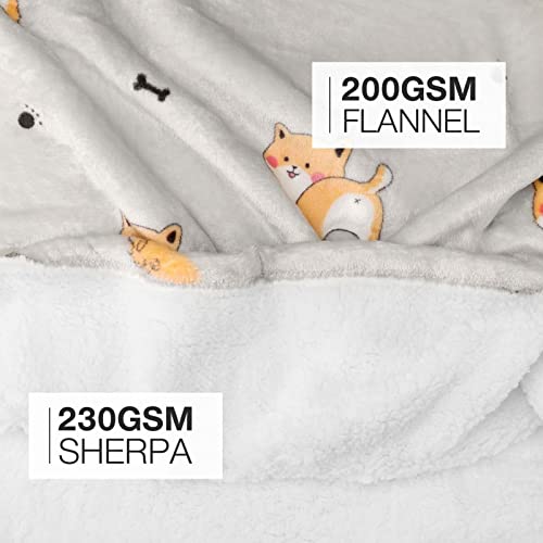LHMTQVK Blanket Hoodie Oversized Microfiber & Soft Plush Printed Sherpa Blanket Sweatshirt with Pocket, Comfy and Fuzzy Hoodie Blanket - One Size Fits All (Puppy)
