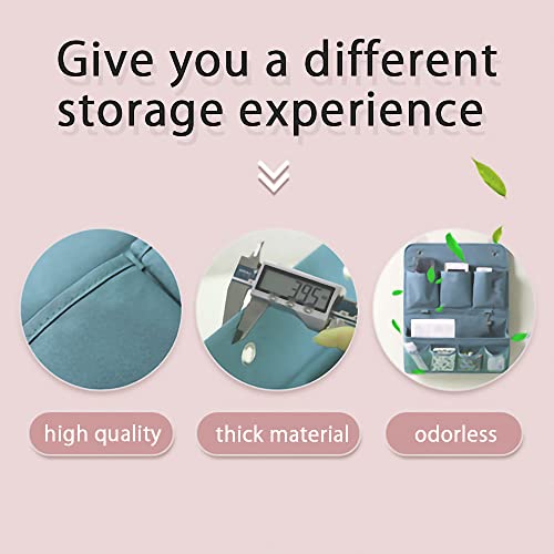 HSLFUAI Hanging Storage Bag for Bathroom, Behind Door, Bedroom, Washing Table Storage, Multifunctional Storage Bag with 3 Sticky Wall Hooks (3Layer, Blue)