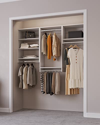 Closet Kit with Hanging Rods - Corner Closet System - Closet Shelves - Closet Organizers and Storage Shelves (White, 75 inches Wide) Closet Shelving