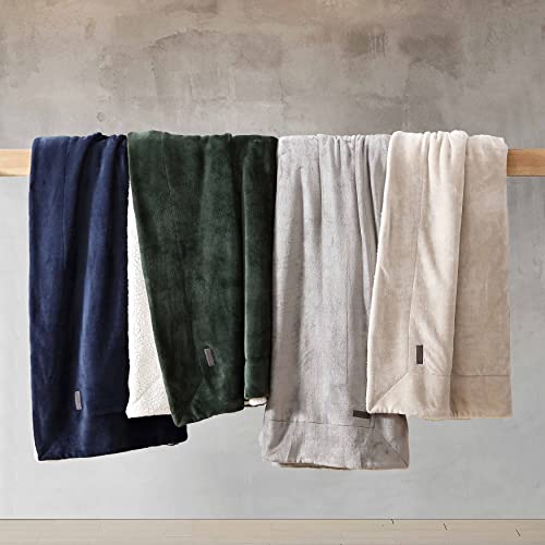 Eddie Bauer Ultra-Plush Collection Throw Blanket - Reversible Sherpa Fleece Cover, Soft & Cozy, Perfect for Bed or Couch, Twin, Blue