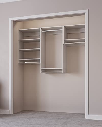 Closet Kit with Hanging Rods - Corner Closet System - Closet Shelves - Closet Organizers and Storage Shelves (White, 75 inches Wide) Closet Shelving