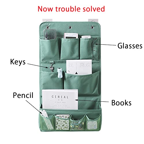 HSLFUAI Hanging Storage Bag for Bathroom, Behind Door, Bedroom, Washing Table Storage, Multifunctional Storage Bag with 3 Sticky Wall Hooks (3Layer, Blue)