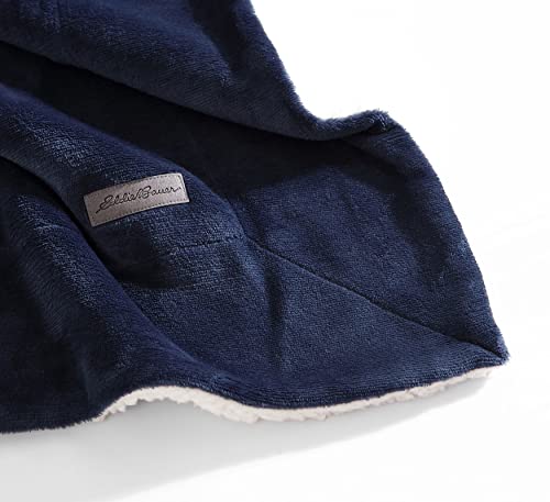 Eddie Bauer Ultra-Plush Collection Throw Blanket - Reversible Sherpa Fleece Cover, Soft & Cozy, Perfect for Bed or Couch, Twin, Blue